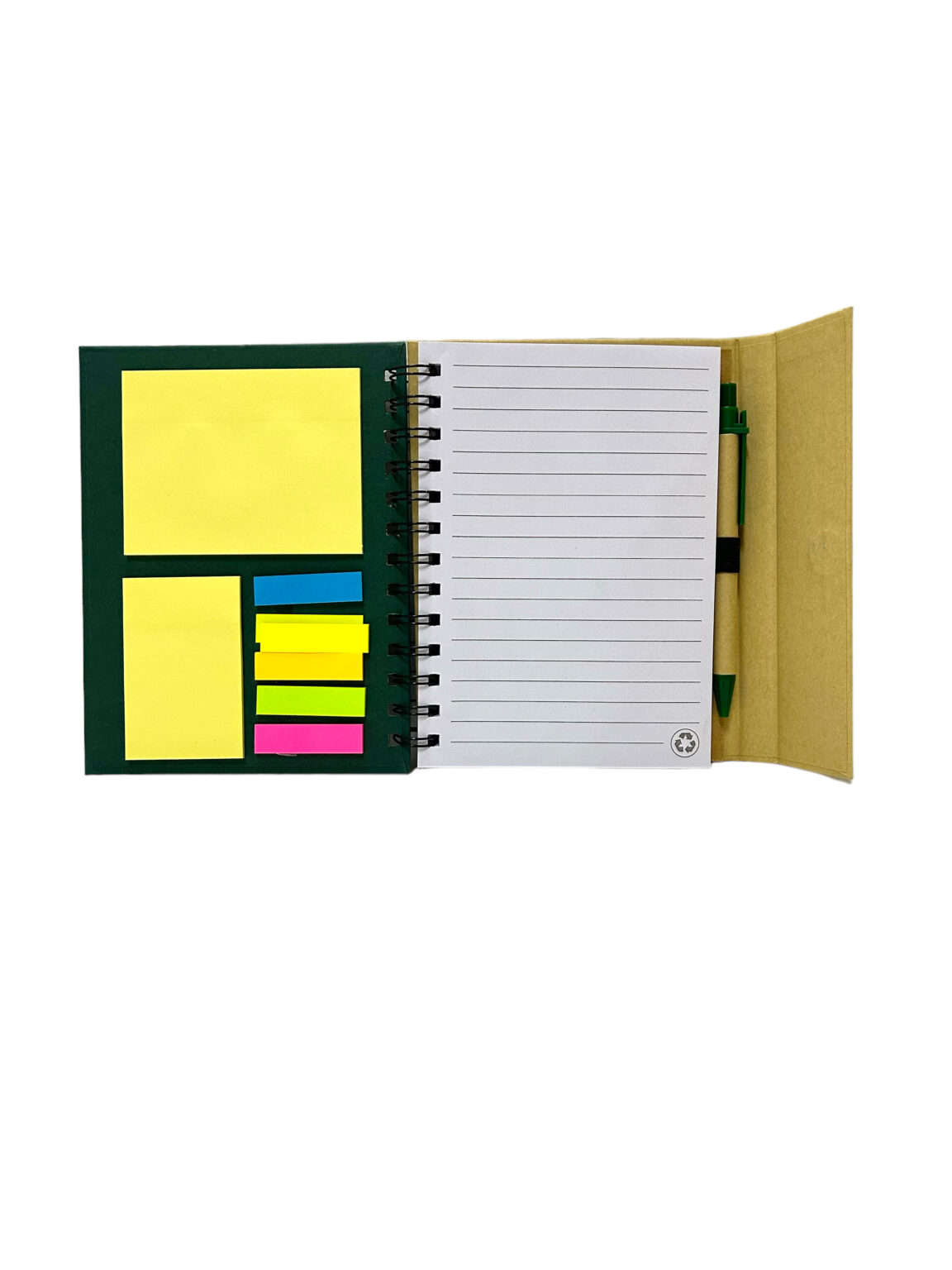 Libreta ecológica con bolígrafo y post it